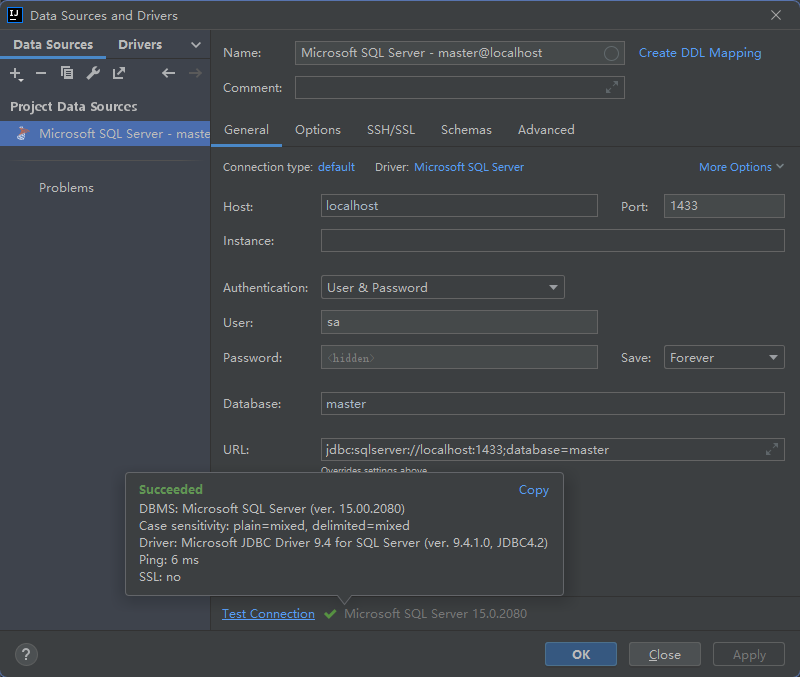 Java Idea配置jdbc连接sql Server数据库和代码提示
